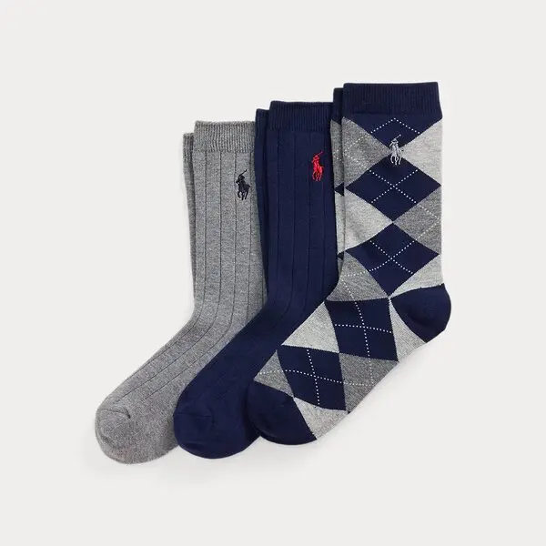 Ralph Lauren Argyle Crew Sock 3-pack