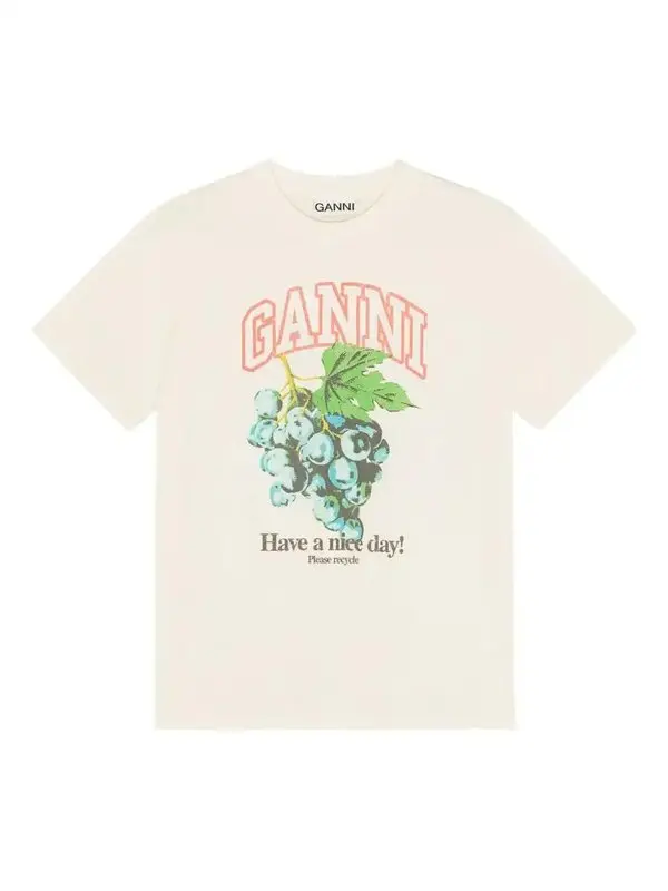 GANNI Grapes-print T-shirt - White