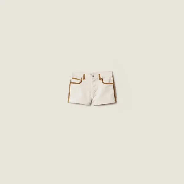Miu Miu Denim And Leather Shorts