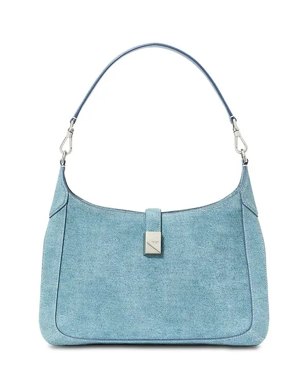 Kate Spade New York Deco Denim Print Suede Hobo Bag