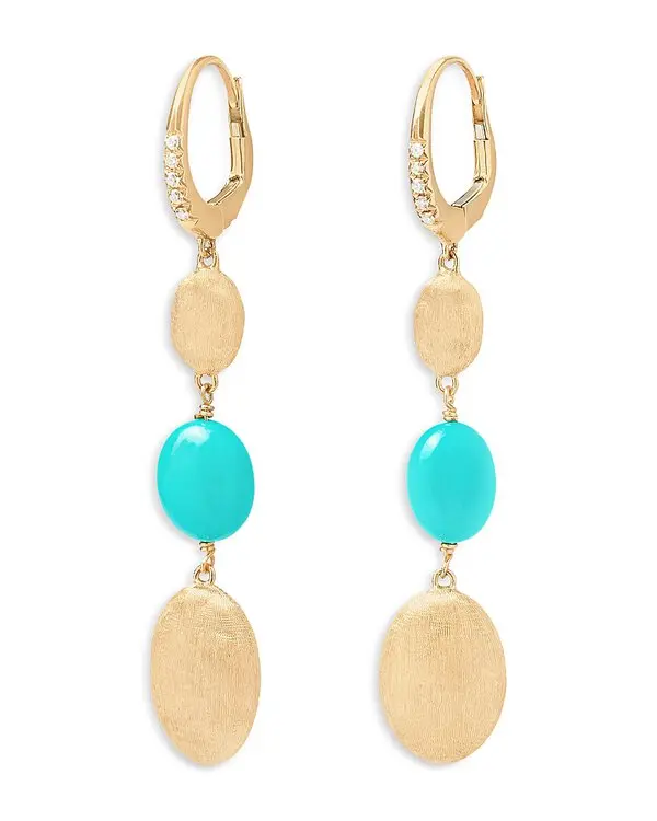 Marco Bicego 18k Yellow Siviglia Turquoise & Diamond Triple Drop Earrings