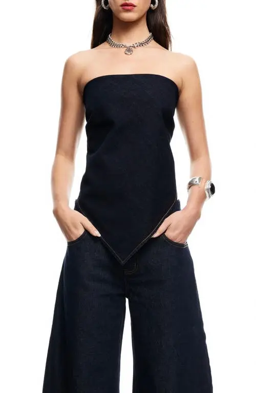 Lioness Strapless Denim Bandana Top - Indigo