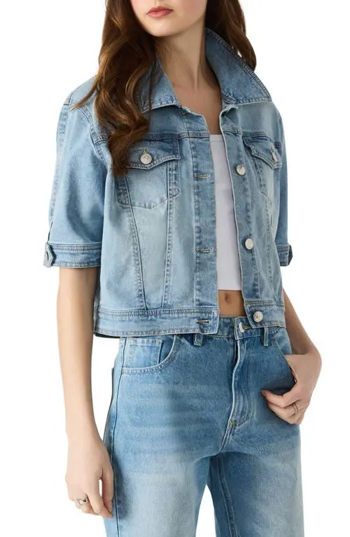 Steve Madden Elbow Sleeve Denim Trucker Jacket
