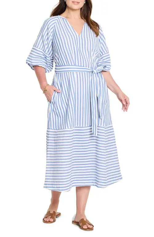 NIC+ZOE Striped Belted Double Gauze Midi Dress