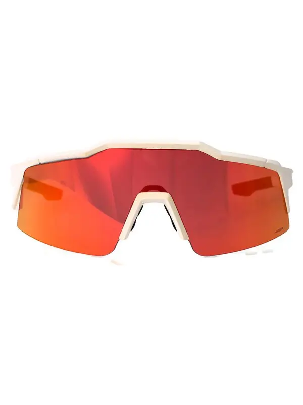 100% Speedcraft Sl Sunglasses - Soft Tact Off White - Hiper Red Multilayer Mirror Lens
