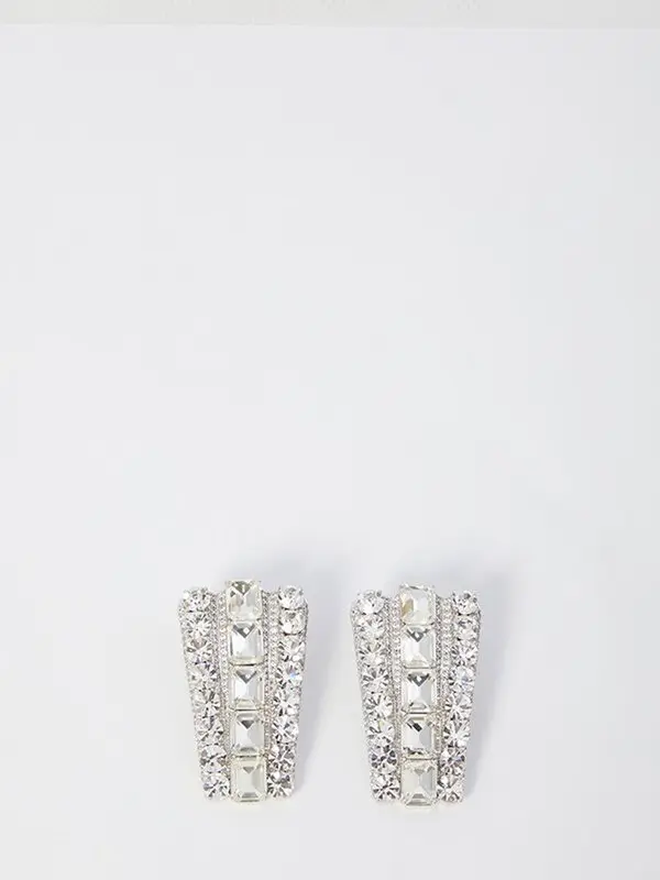 SELF-PORTRAIT Multi Crystals Earrings - Silver