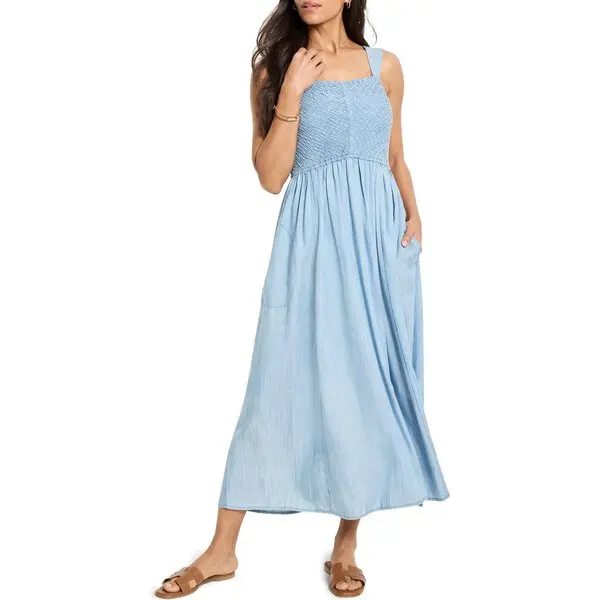 NIC+ZOE Smocked Chambray Midi Sundress