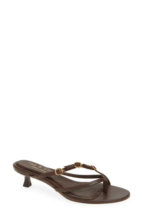 Rag & Bone Sammie Buckle Kitten Heel Slide Sandals - Dark Mocha