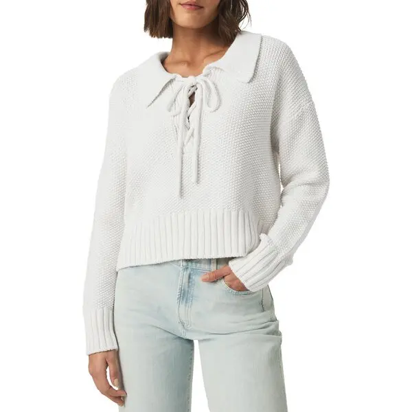 Splendid Roxie Lace-up Cotton Sweater - White