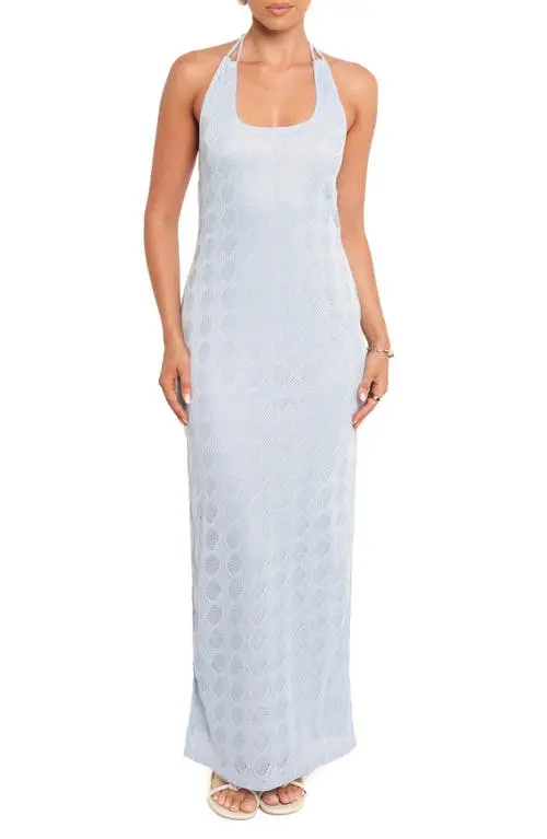 PETAL & PUP Sonia Open Stitch Halter Maxi Dress
