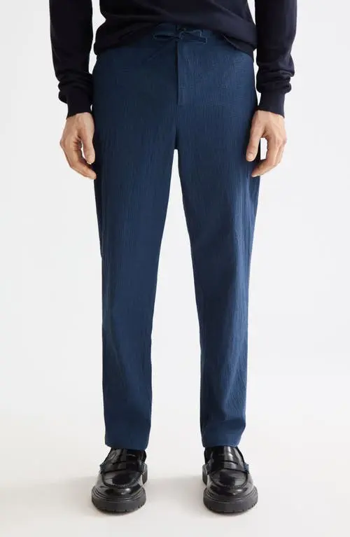 Scotch & Soda Finch Cotton Blend Seersucker Trousers - Sky Captain Mini Check