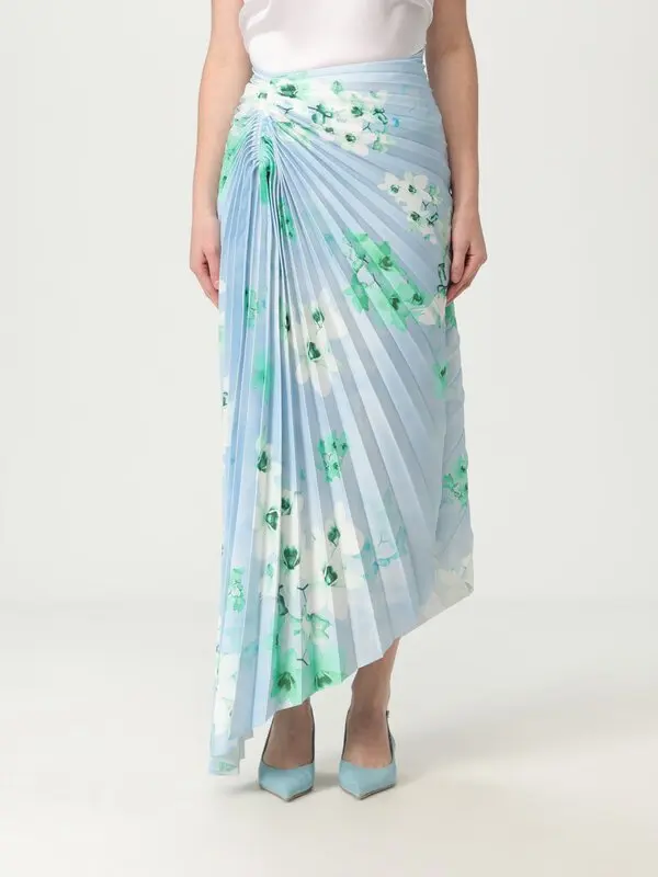 Pinko Floral Pleated Skirt - Gnawed Blue