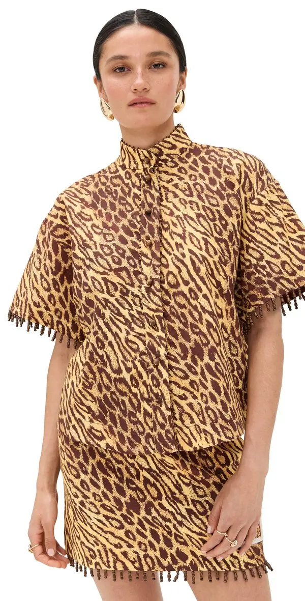 Zimmermann Coco Beaded Fringe Shirt