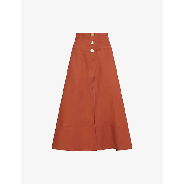 Le Kasha Farafra High-waist Linen Midi Skirt