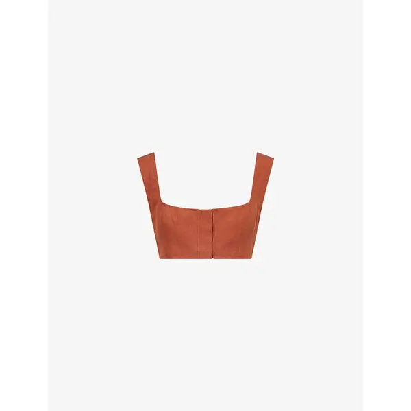 Le Kasha Cropped Linen Bra Top