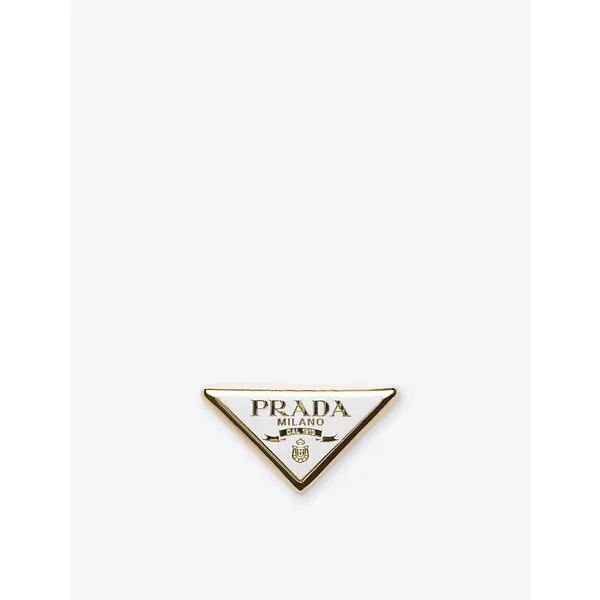 Prada Triangle-plaque Brass Scarf Clip - White