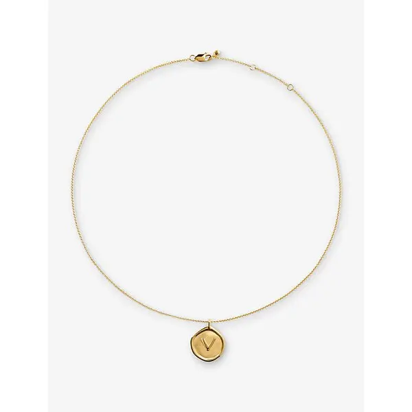 Monica Vinader Initial-p Stamp Yellow Vermeil Chain Necklace