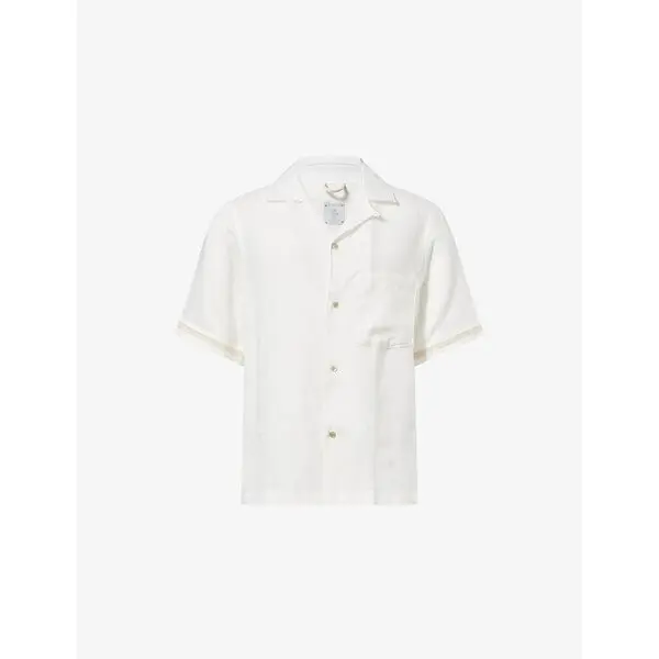Eleventy Notched-collar Patch-pocket Linen Shirt