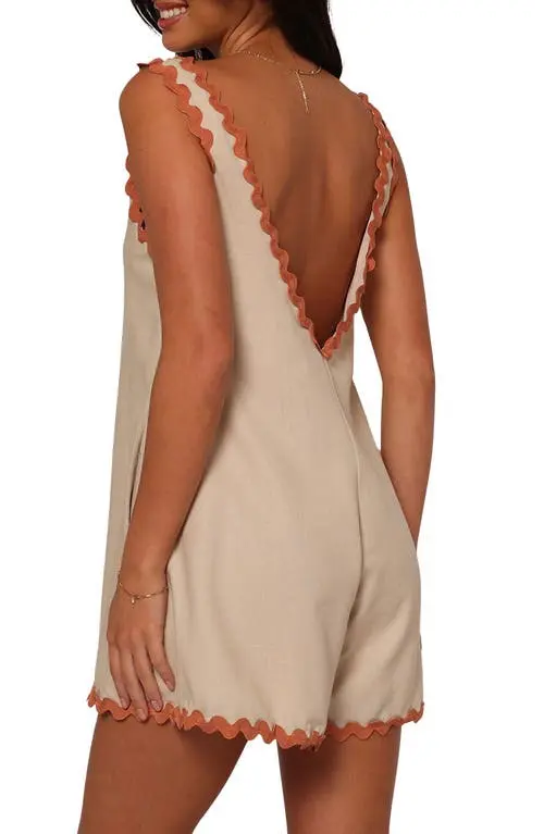 PETAL & PUP Aoife Rickrack Trim Romper - White Tan