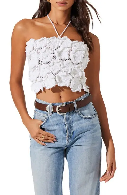 Astr The Label Primula Halter Crochet Crop Top
