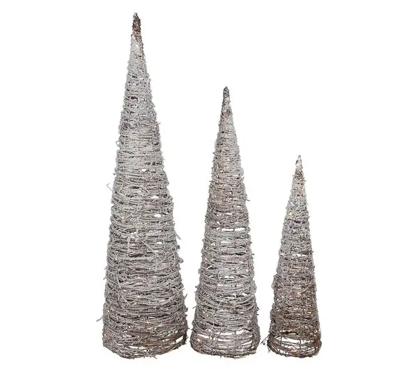 NORTHLIGHT 3.25' Led Christmas Cone Tree Decora Tions 3-piece