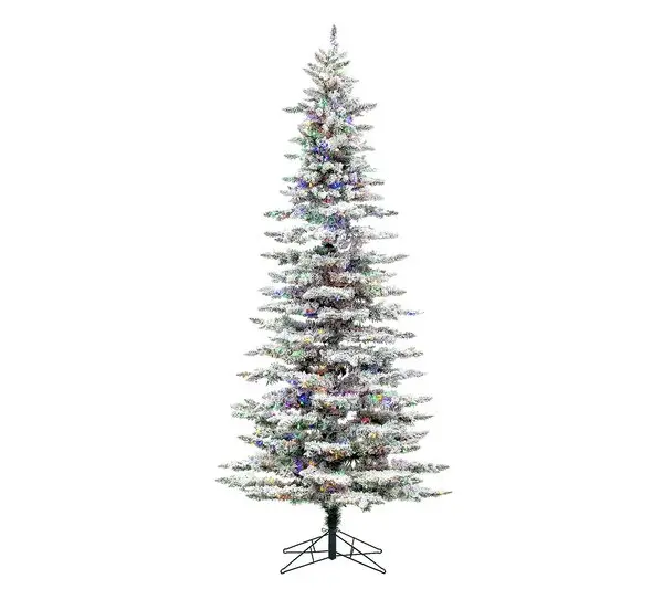 VICKERMAN Artificial 9' Flocked Utica Fir Pre-lit Tree