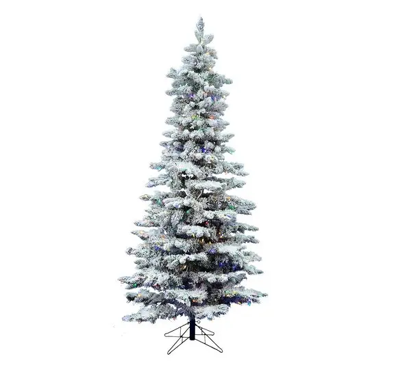 VICKERMAN Artificial 7.5' Flocked Utica Fir Pre -lit Tree