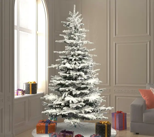 VICKERMAN Artificial 8.5' Flocked Sierra Fir Un Lit Tree