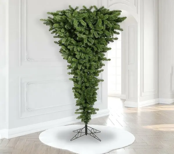 VICKERMAN 7.5' Green Upside Down Artificial Unl It Tree
