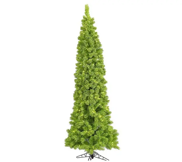 VICKERMAN 7.5' Flocked Lime Pencil Fir Artifici Al Tree