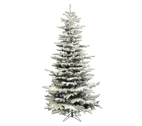 VICKERMAN Artificial 8.5' Flocked Slim Sierra C Hristmas Tree