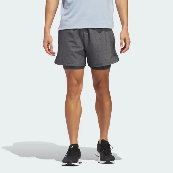 Adidas Axis 2-in-1 Woven Training Shorts - Grey Six / White
