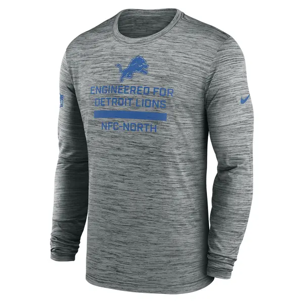 Nike Detroit Lions Sideline Team Issue Velocity Dri-fit Nfl Long-sleeve T-shirt - Grey