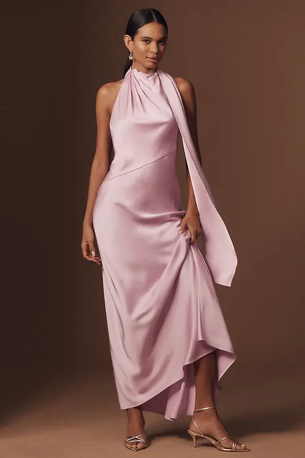 Significant Other Adriana Halter Midi Dress - Carnation
