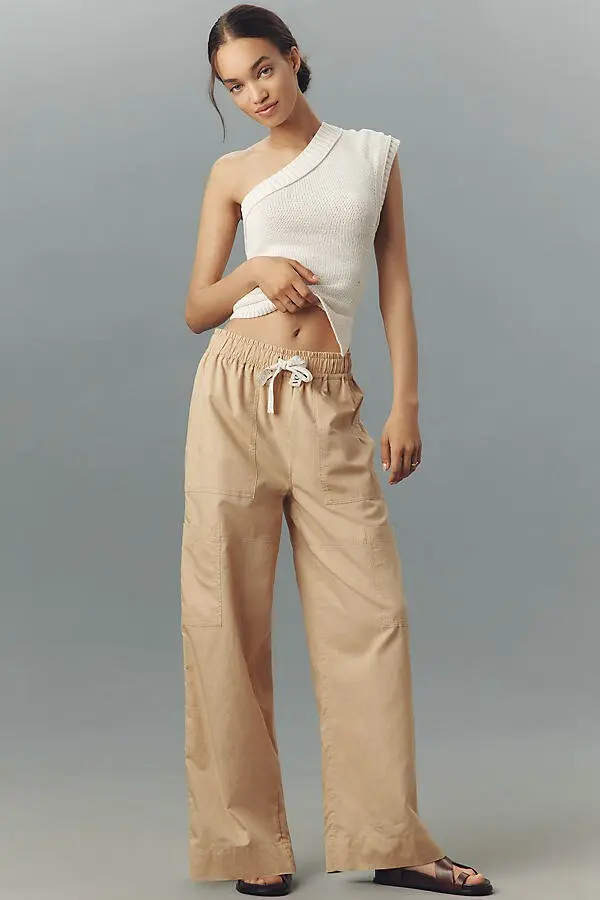 Scotch & Soda Noa Linen Blend High-rise Wide-leg Pants - Soft Camel