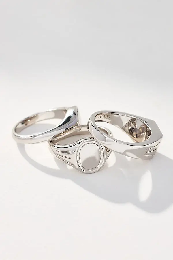 LUV AJ Signet Stacker Rings Set Of 3 - Silver
