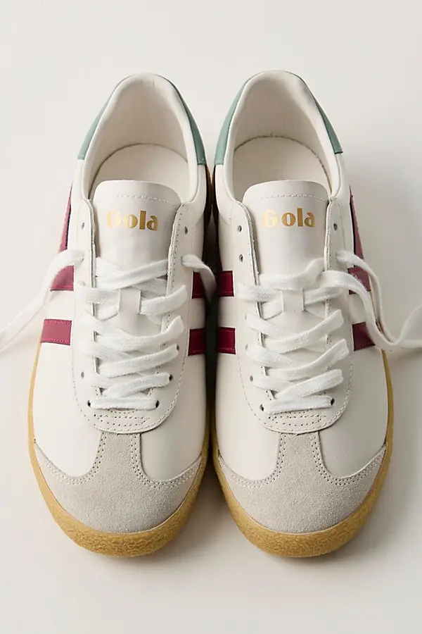 Gola Medallist Leather Sneakers - White/cerise/green Mint
