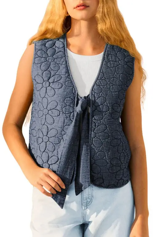 NEXT Floral Quilted Vest - Blue