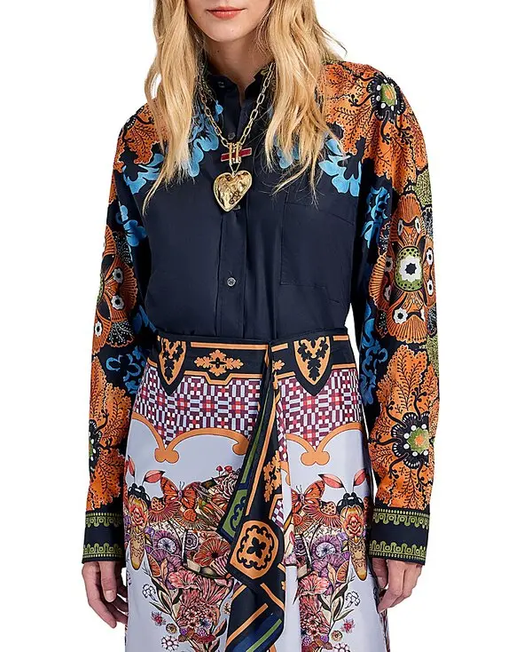 La DoubleJ Printed Cotton Poplin Shirt - Bounty Placée Orange