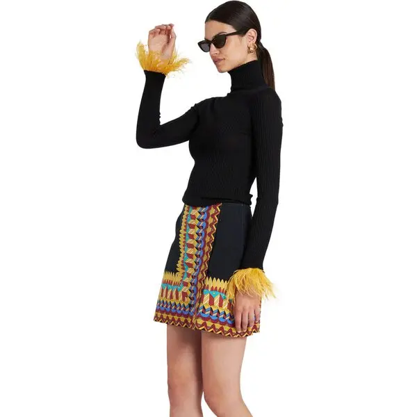 La DoubleJ High Kick Feathered Top - Black