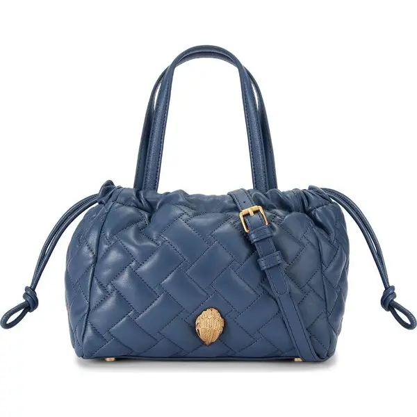 Kurt Geiger Small Kensington String Quilted Leather Tote - Open Blue