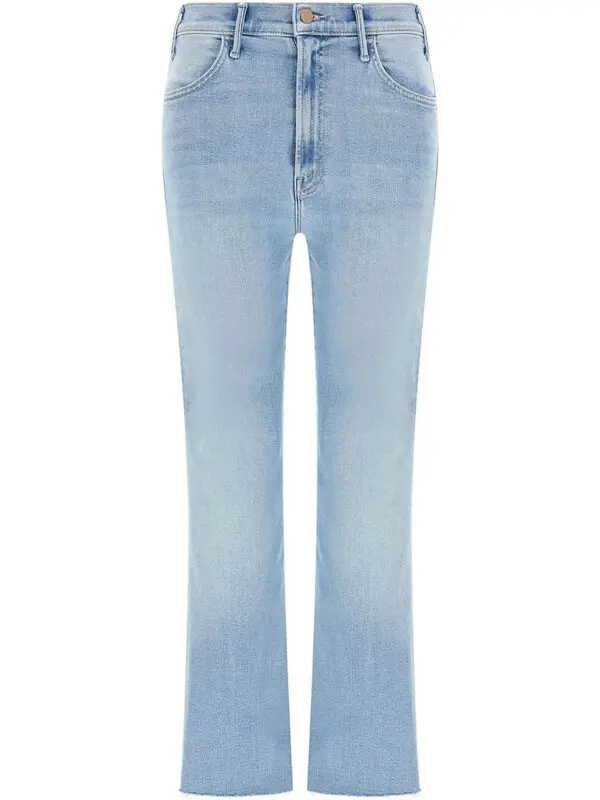 MOTHER The Hustler Ankle Fray Denim Jeans - Clear Blue
