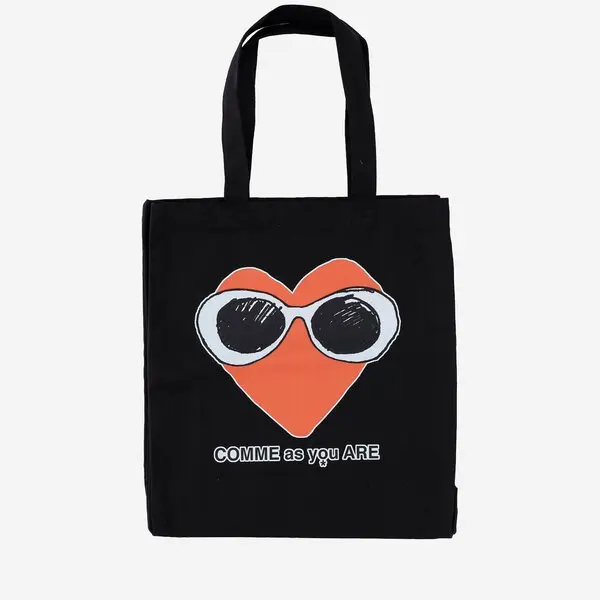 BLACK SCORE Cotton Shopping Bag With Print - Black