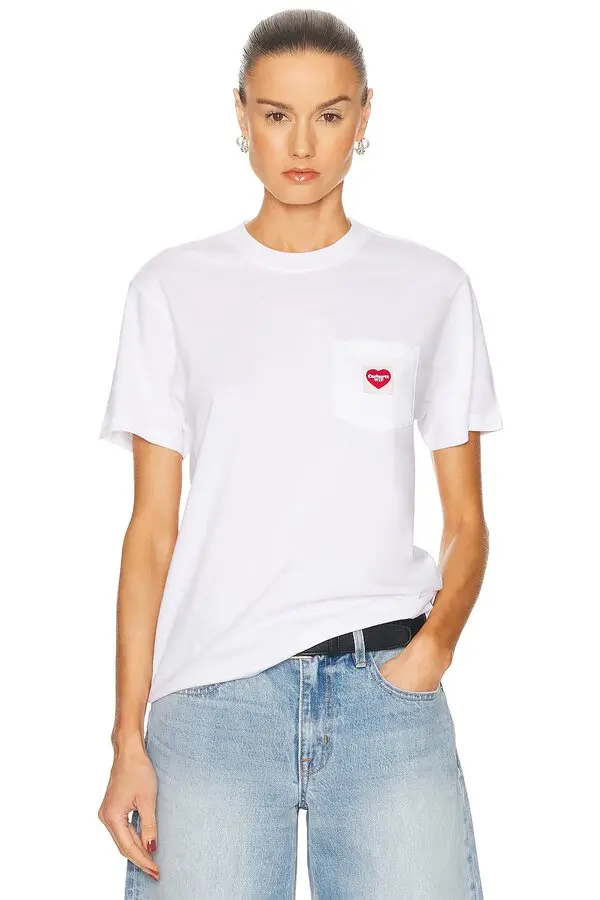 Carhartt Work In Progress Pocket Heart T-shirt - White & Red
