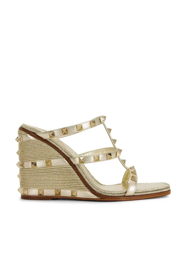 Valentino Garavani Rockstud Espadrille Slides - Platino