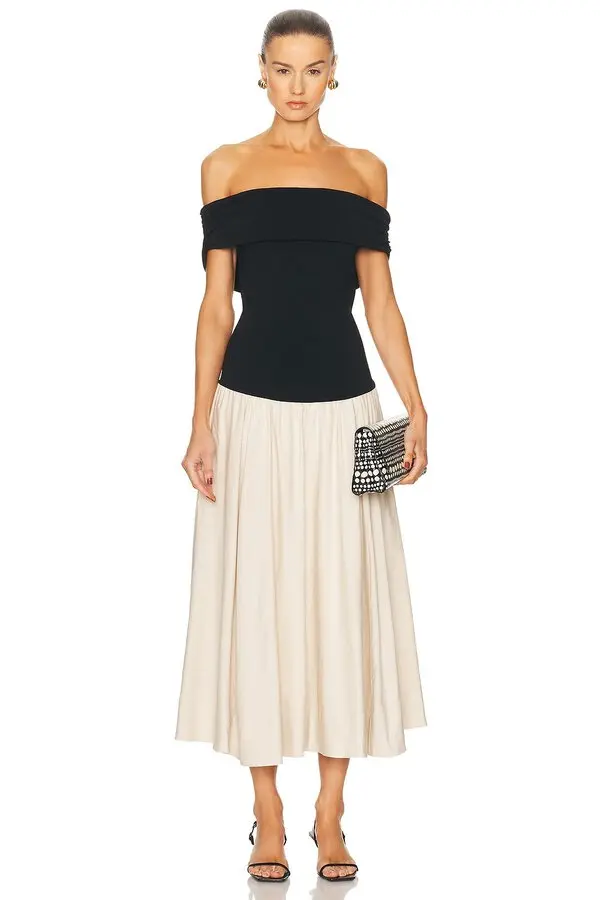 Simkhai Adaline Off-shoulder Midi Dress - Black Multi