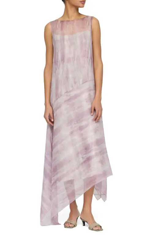 Lafayette 148 New York Washed Glaze Print Silk Crépon Midi Dress
