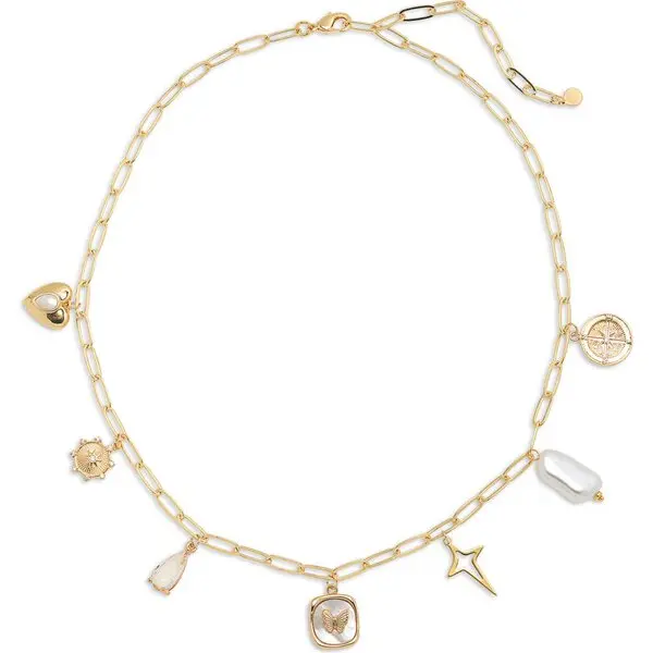 PANACEA Faux Pearl Charm Chain Necklace - White