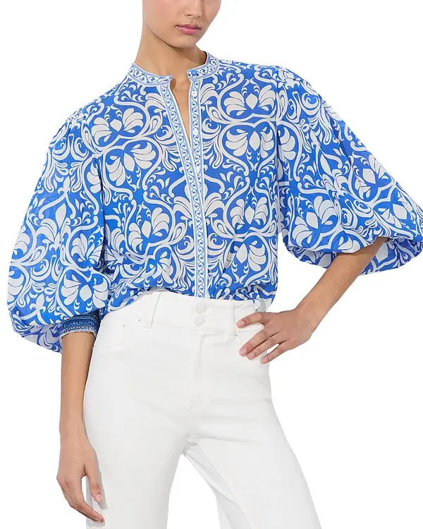 Alice + Olivia April Blouse - Blue And White