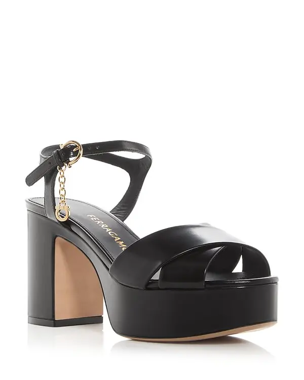 FERRAGAMO Savia Platform Sandals - Nero